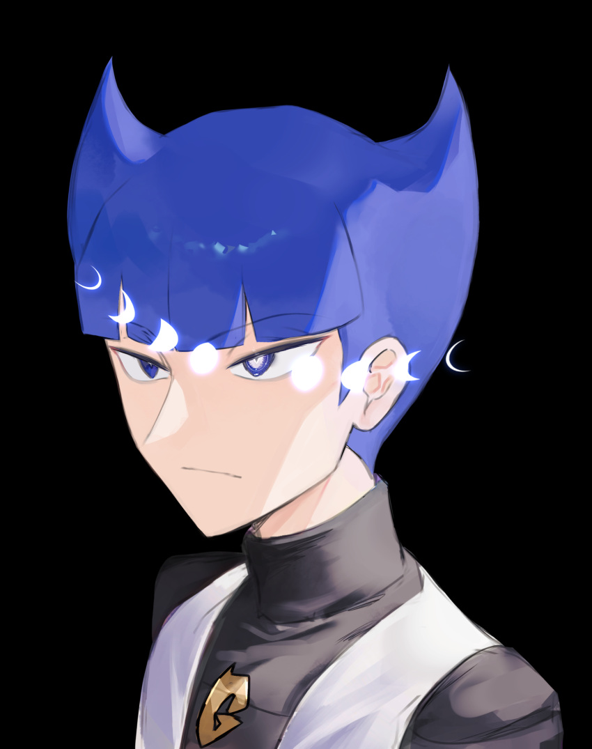 Safebooru - 1boy black background blue eyes blue hair highres male ...