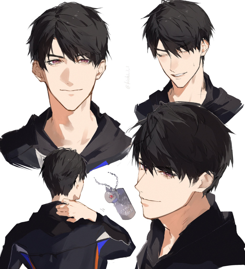 Safebooru - 1boy black hair caleb (love and deepspace) closed eyes dog ...