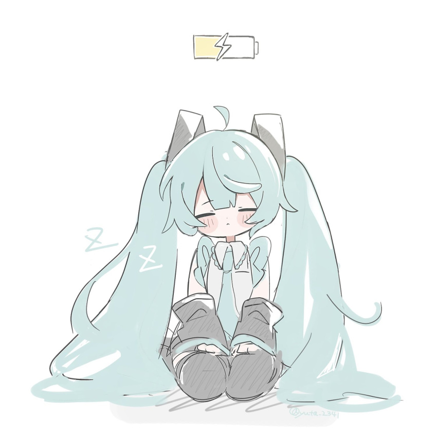 Safebooru 1girl Ahoge Battery Indicator Blush Stickers Closed Eyes 0128