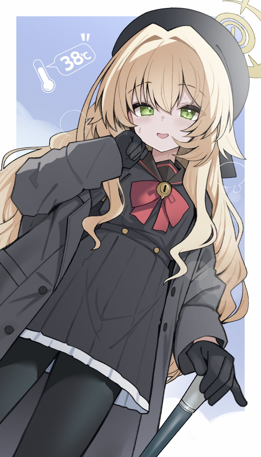 Safebooru - 1girl absurdres beret black coat black gloves black hat black pantyhose black sailor ...