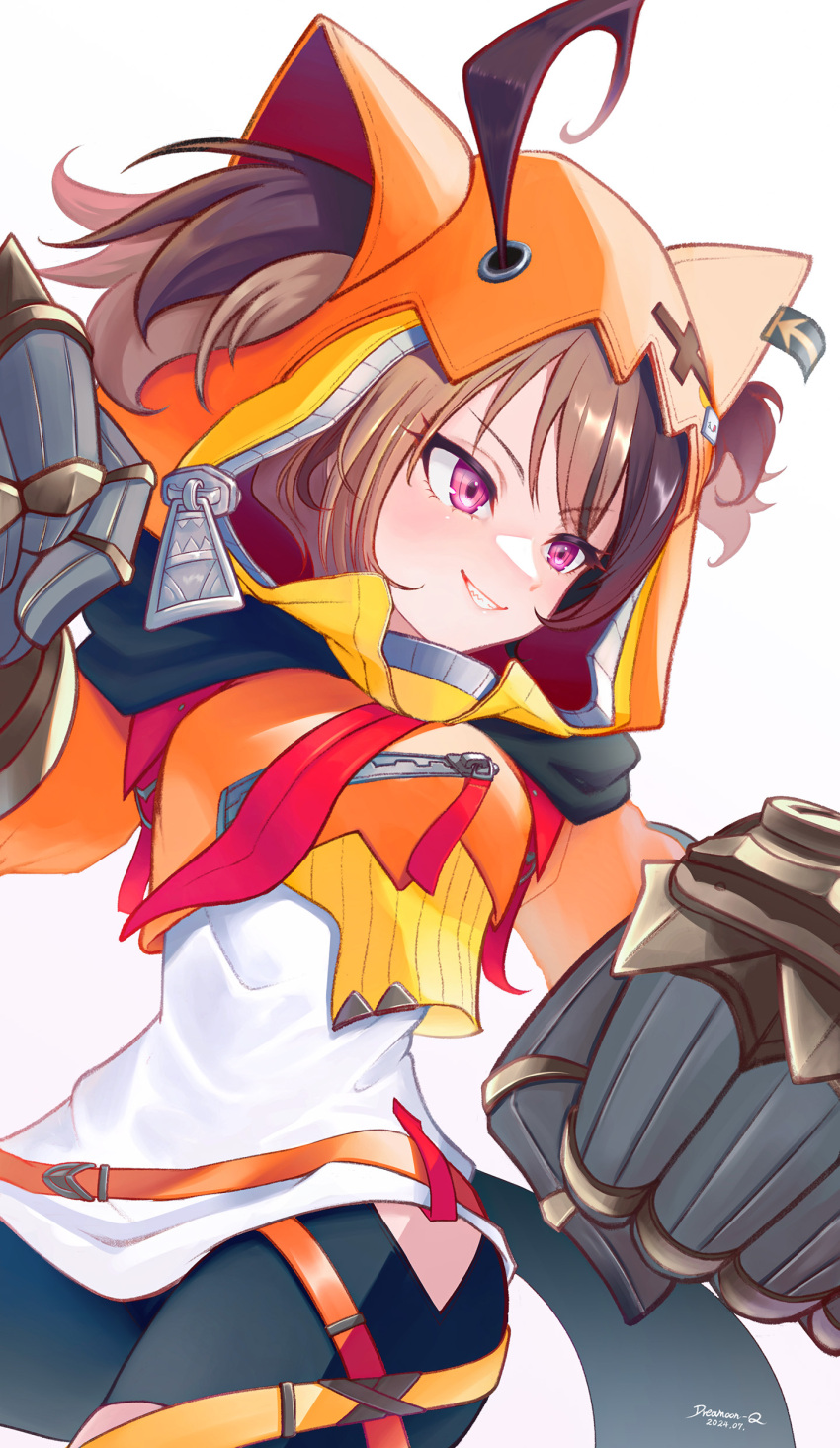 Safebooru - 1girl absurdres animal ear hood bike shorts dreamoon-q gigi murin hair through hood ...