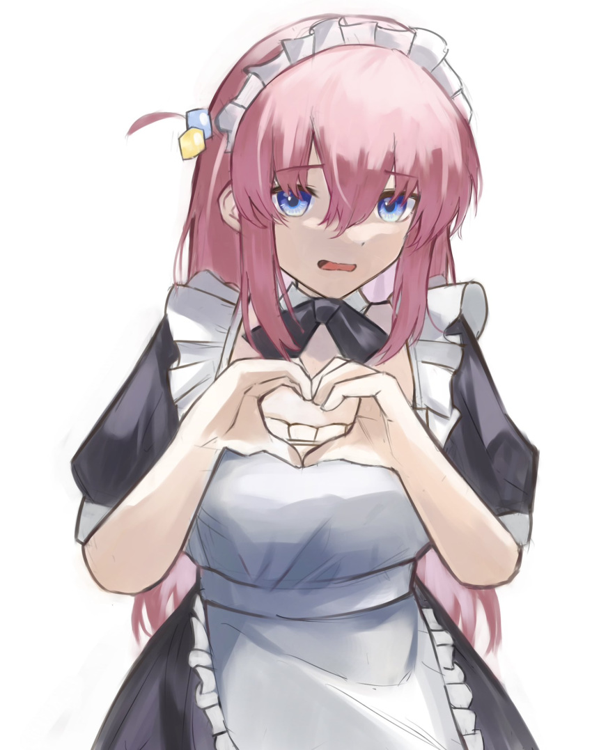 Safebooru - 1girl acorn12 o apron black dress blue eyes bocchi the rock! breasts commentary cube ...