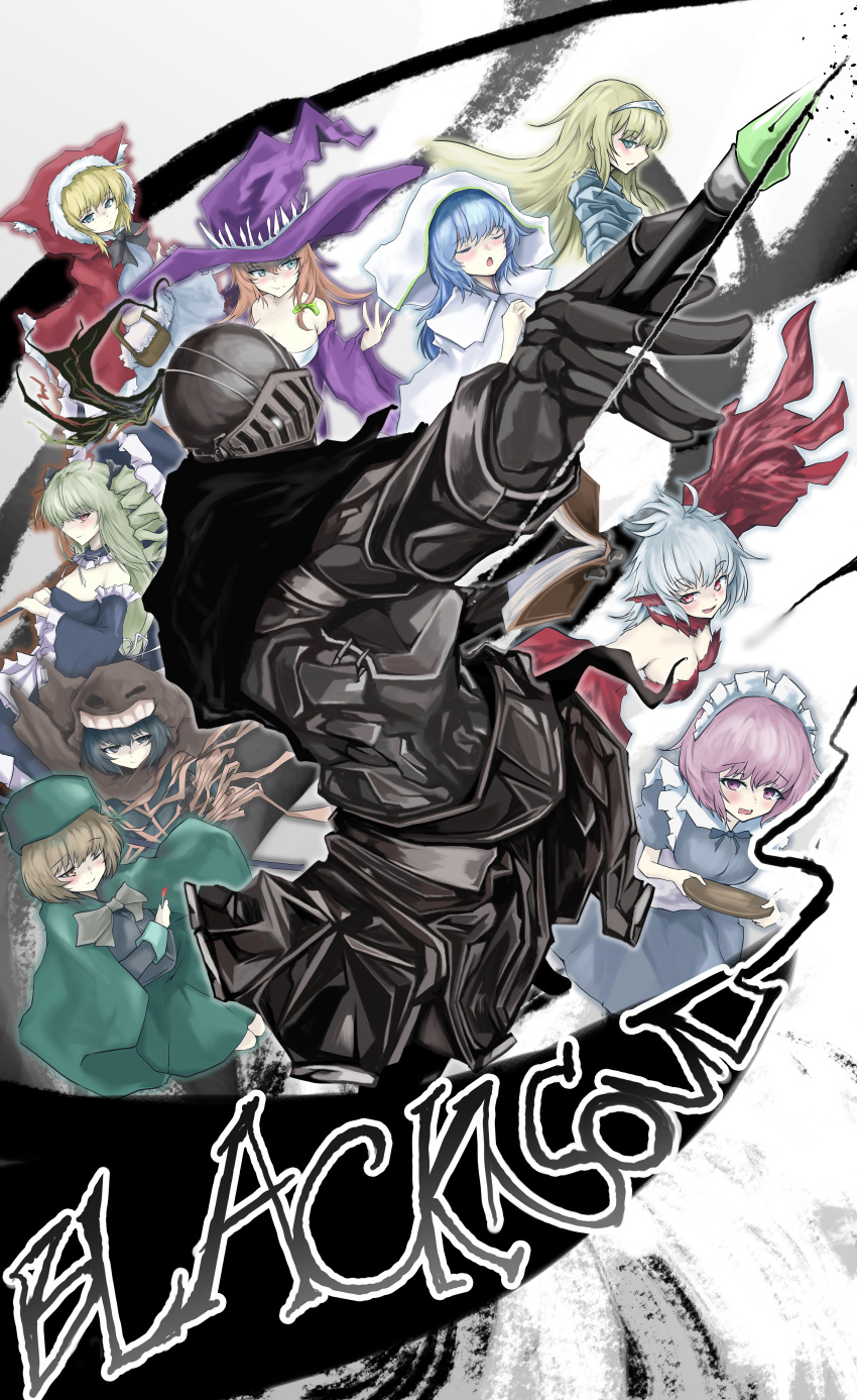 Safebooru - 1boy 6+girls absurdres black hair black souls blonde hair ...