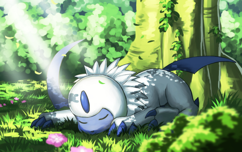 Safebooru - absol blurry blurry foreground body fur closed eyes grass ...