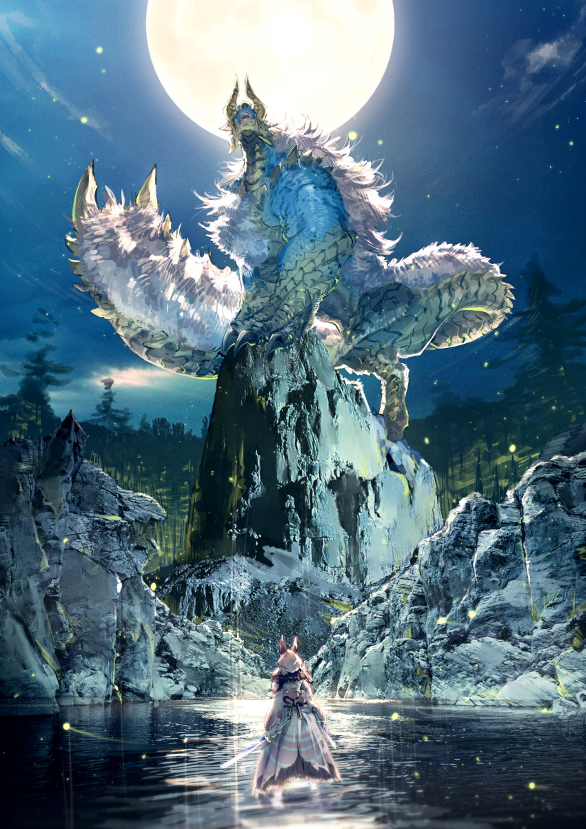 Safebooru - 1boy 1girl absurdres aqua skin blue fur blue scales dragon ...