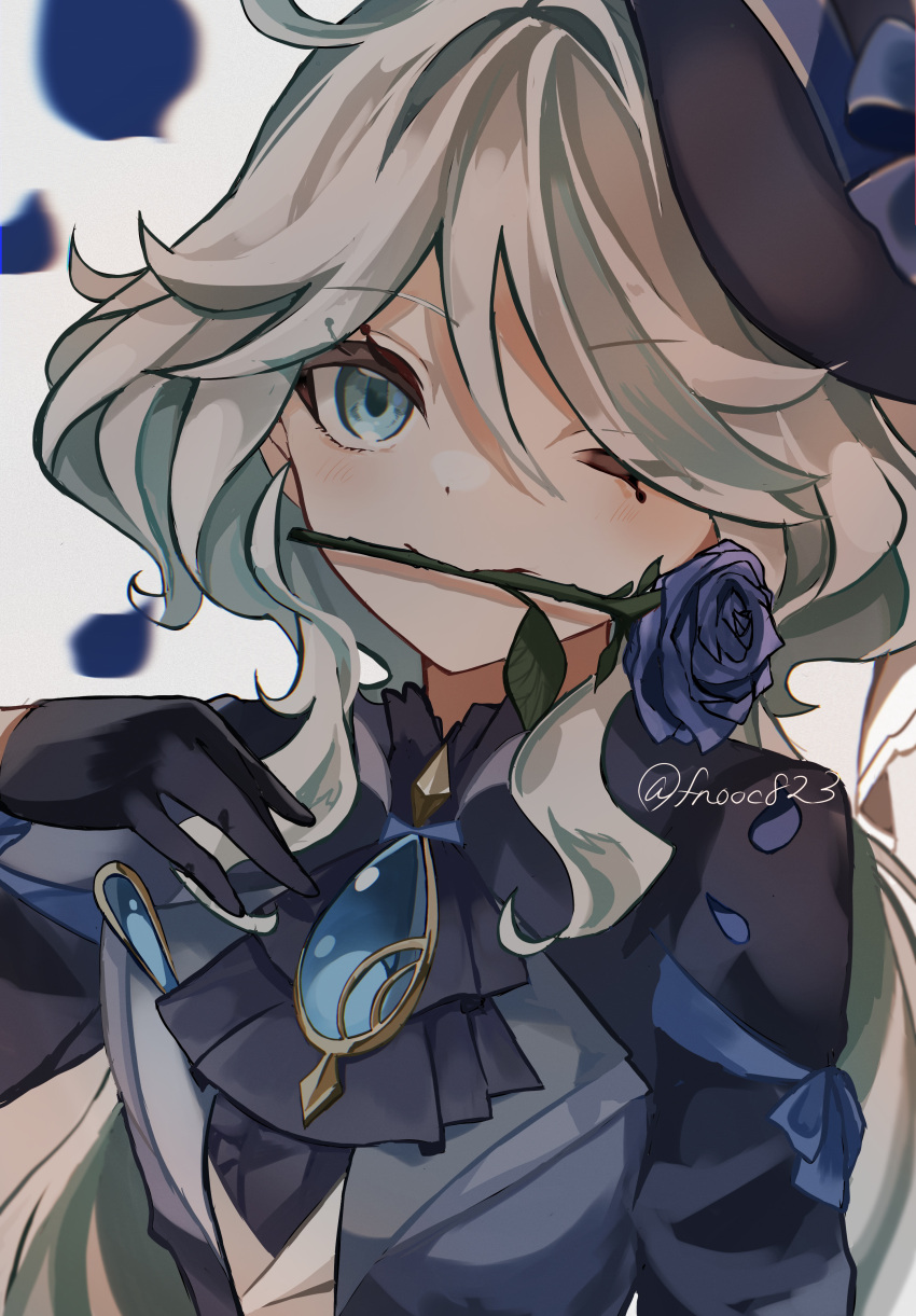 Safebooru - 1girl absurdres aqua eyes aqua hair ascot black gloves black jacket blue ascot blue ...