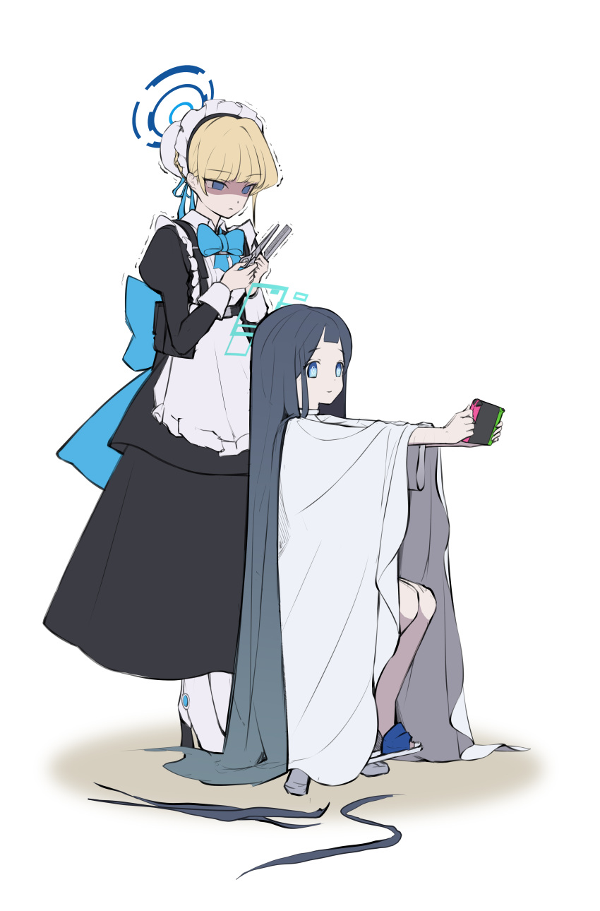 Safebooru - 2girls absurdly long hair absurdres apron aqua bow aqua ...