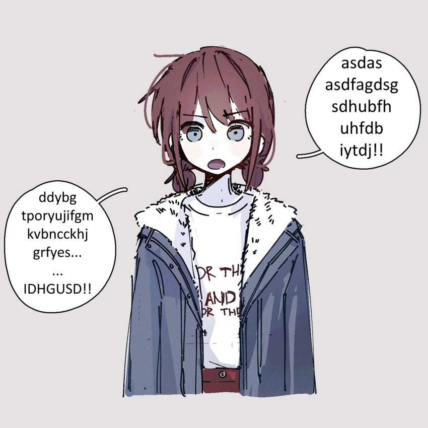 Safebooru - 1girl absurdres black jacket blue eyes brown hair english ...