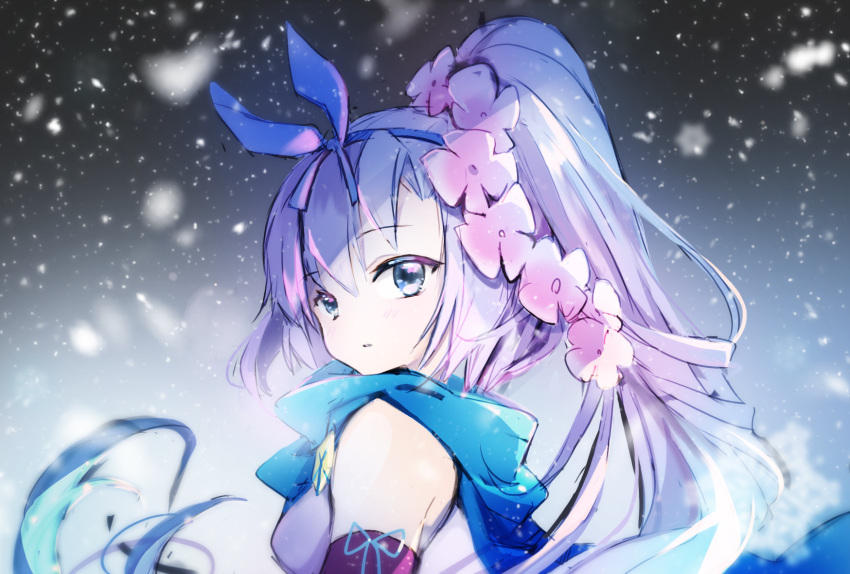 Safebooru 07touka25 1girl Arm Warmers Bare Shoulders Blue Eyes Blue 6045