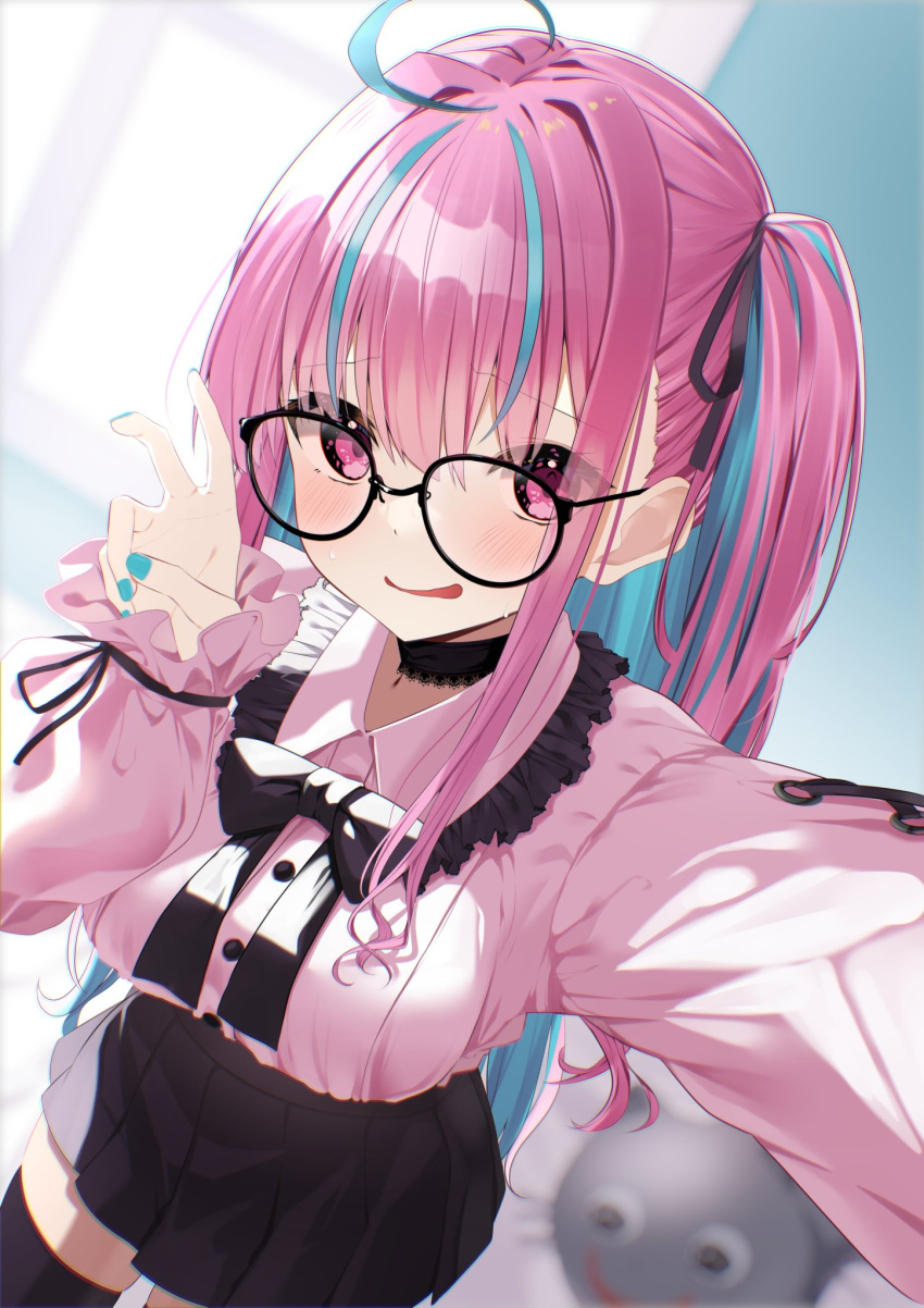 Safebooru - 1girl alternate costume black-framed eyewear black bow black bowtie black choker ...