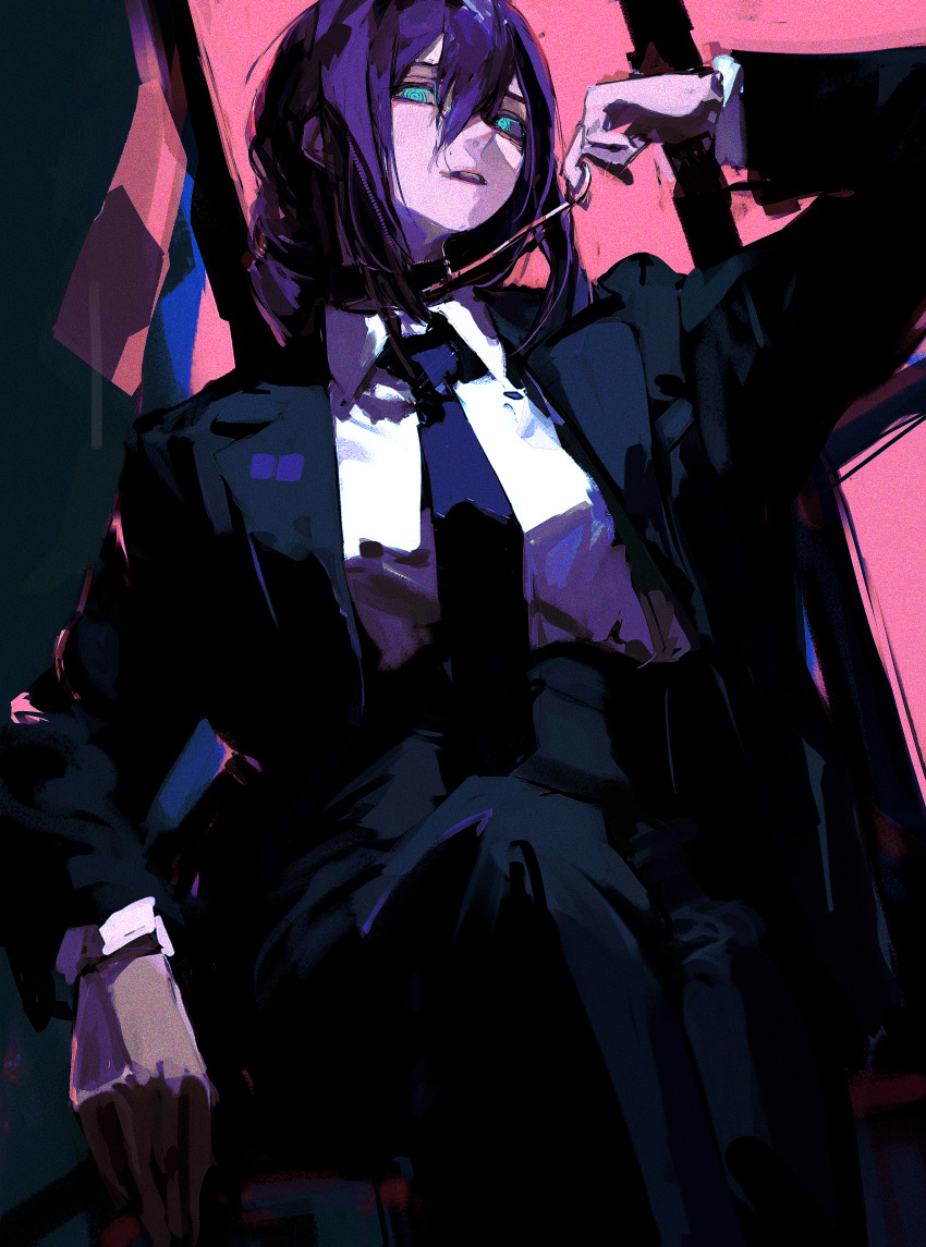 Safebooru 1girl 96yottea Absurdres Black Jacket Black Necktie Black 6267