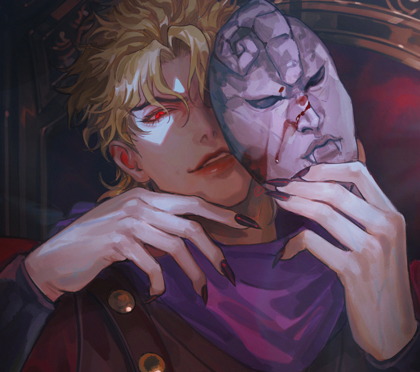 Safebooru - 1boy black nails blonde hair blood bustersiri dio brando ...