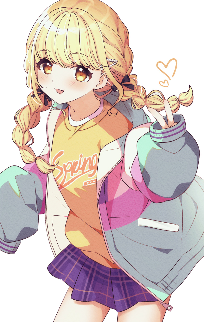 Safebooru - 1girl absurdres blonde hair blue skirt braid c7 master commentary request fang ...