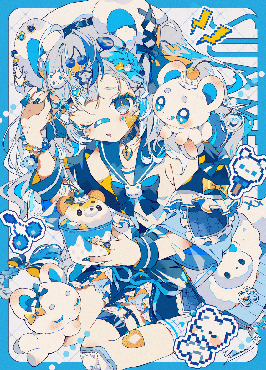 Safebooru - 1girl :q animal-themed food animal ear fluff animal ear piercing animal ears animal ...