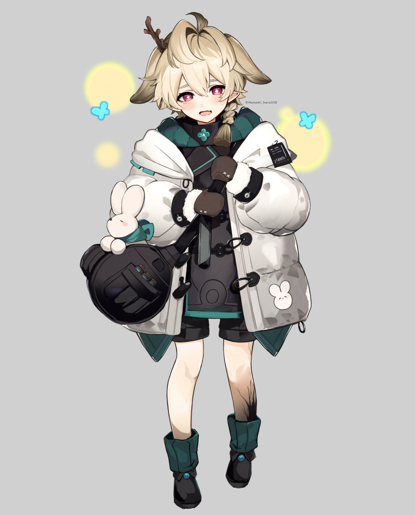 Safebooru - 1boy absurdres animal ears artist name blonde hair blush bug child fang firefly full ...