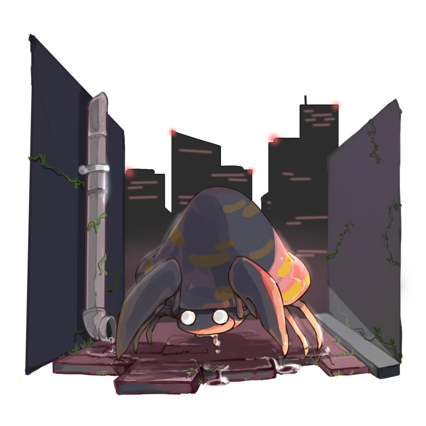 Safebooru - alley animal focus blank eyes building city dlitw full body ...