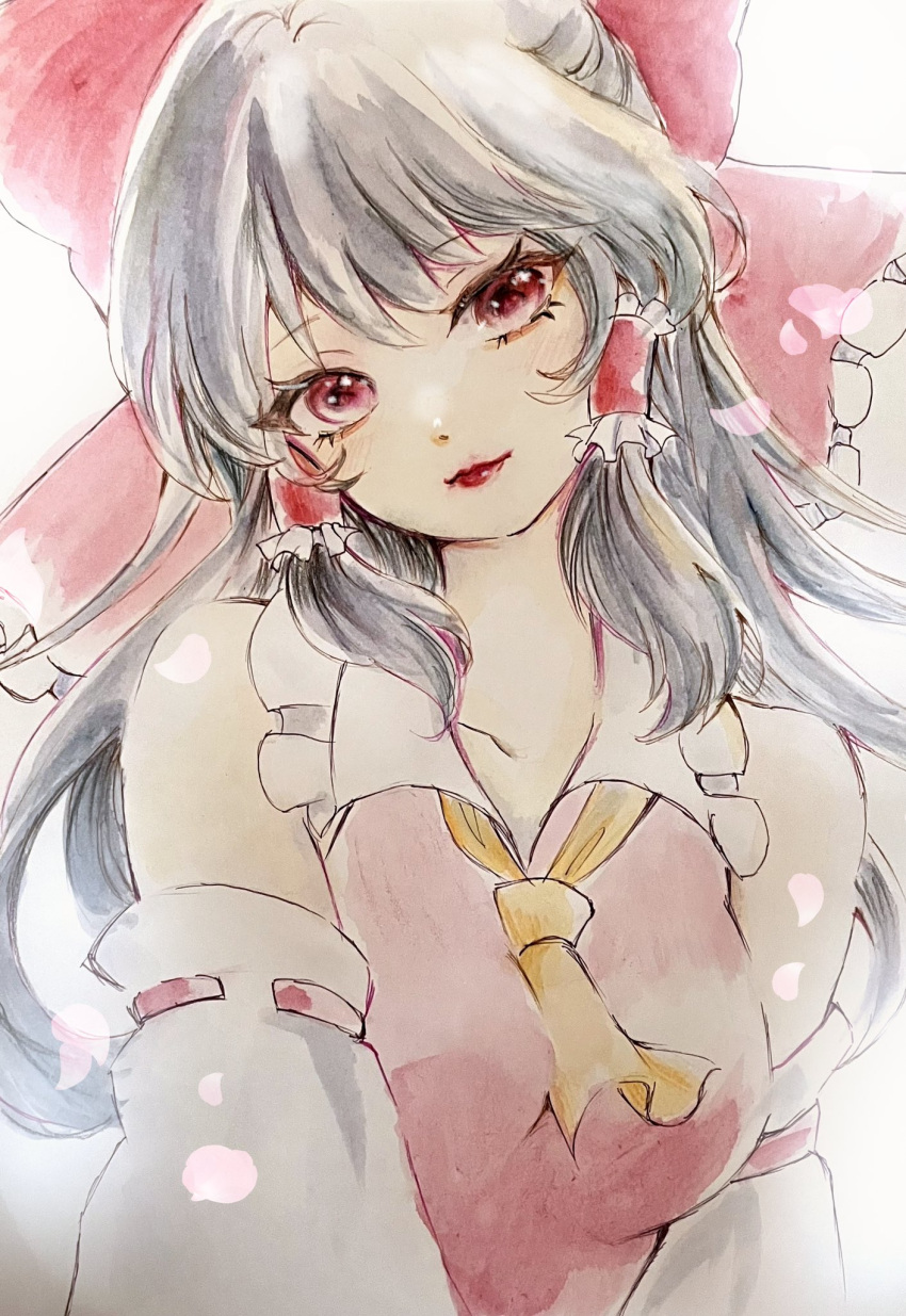 Safebooru - 1girl bare shoulders bloom breasts detached sleeves hakurei ...