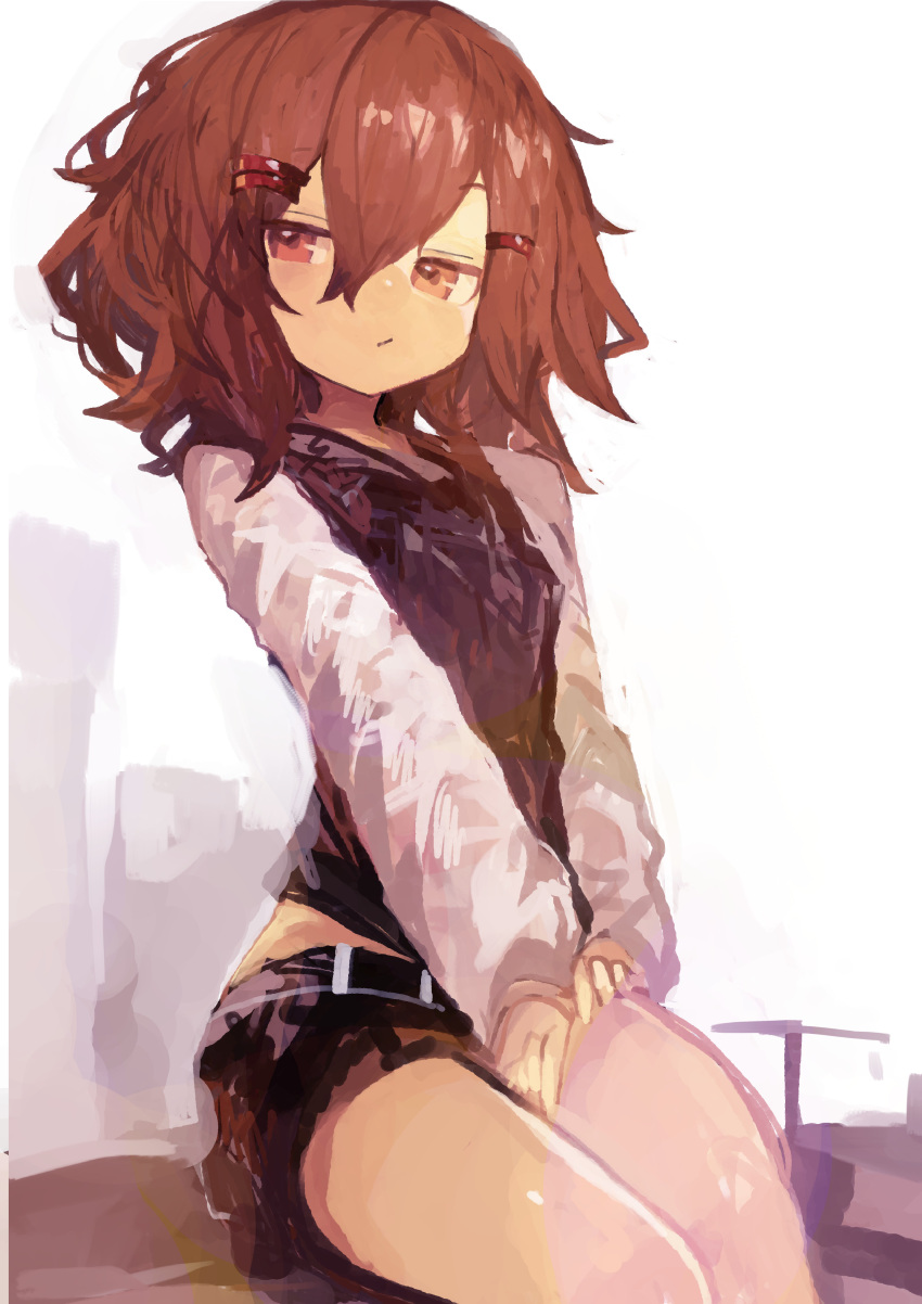 Safebooru - 1girl absurdres alternate costume black skirt black vest brown eyes brown hair ...