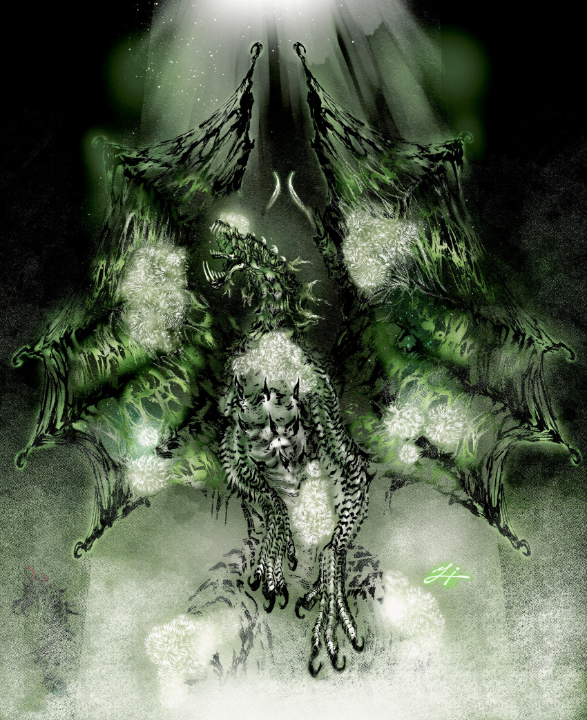 Safebooru - absurdres blackveil vaal hazak calligraphy brush (medium) claws covered eyes ...