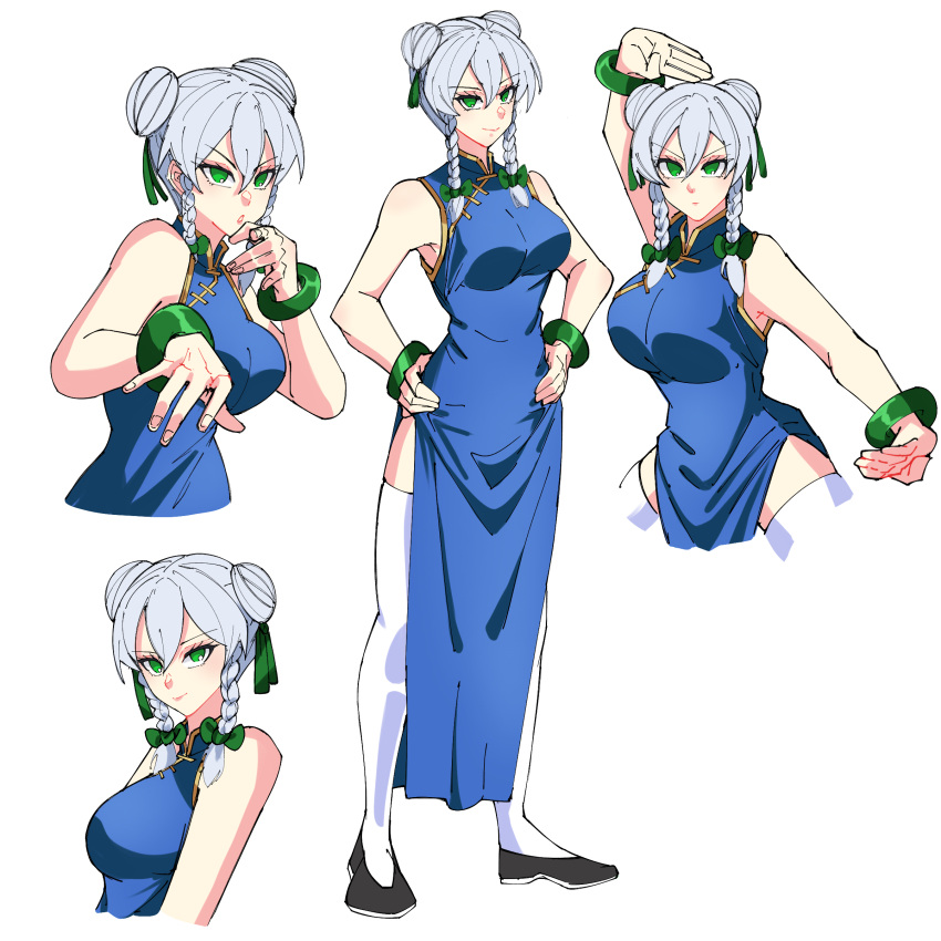 Safebooru - absurdres blue dress china dress chinese clothes dress fighting fighting stance ...