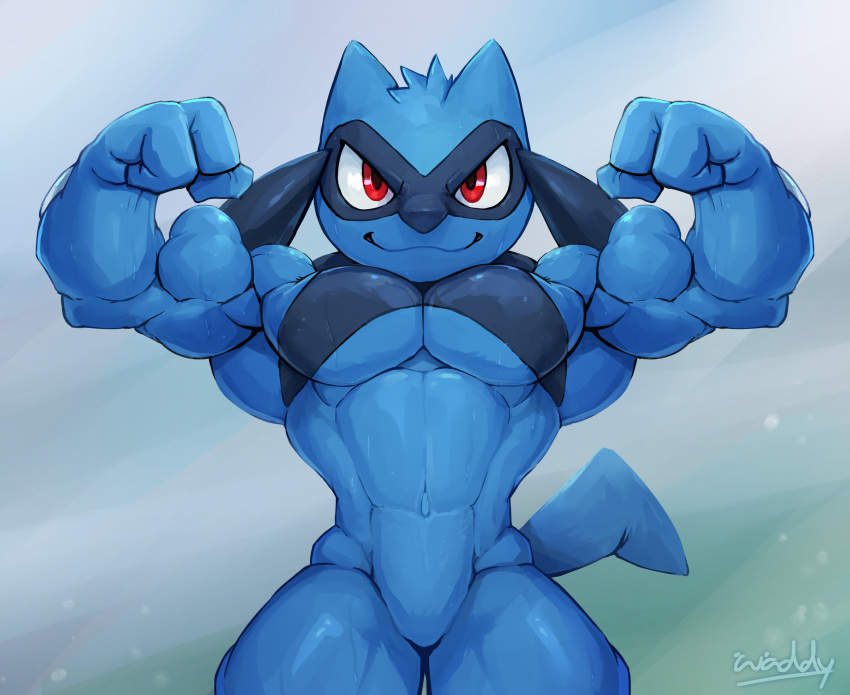 Safebooru - absurdres alternate muscle size artist name biceps black fur blue fur clenched hands ...