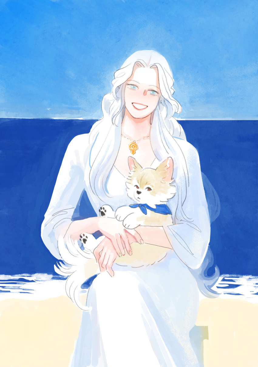 Safebooru - 1girl absurdres alternate costume animal animal on lap animalization blue eyes blue ...