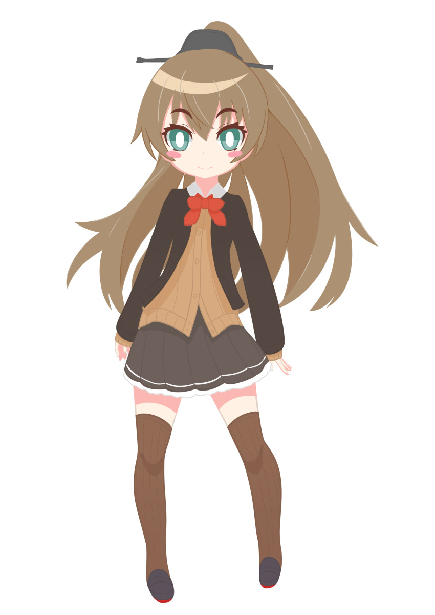 Safebooru - 1girl absurdres blazer bow bowtie brown cardigan brown hair brown jacket brown ...