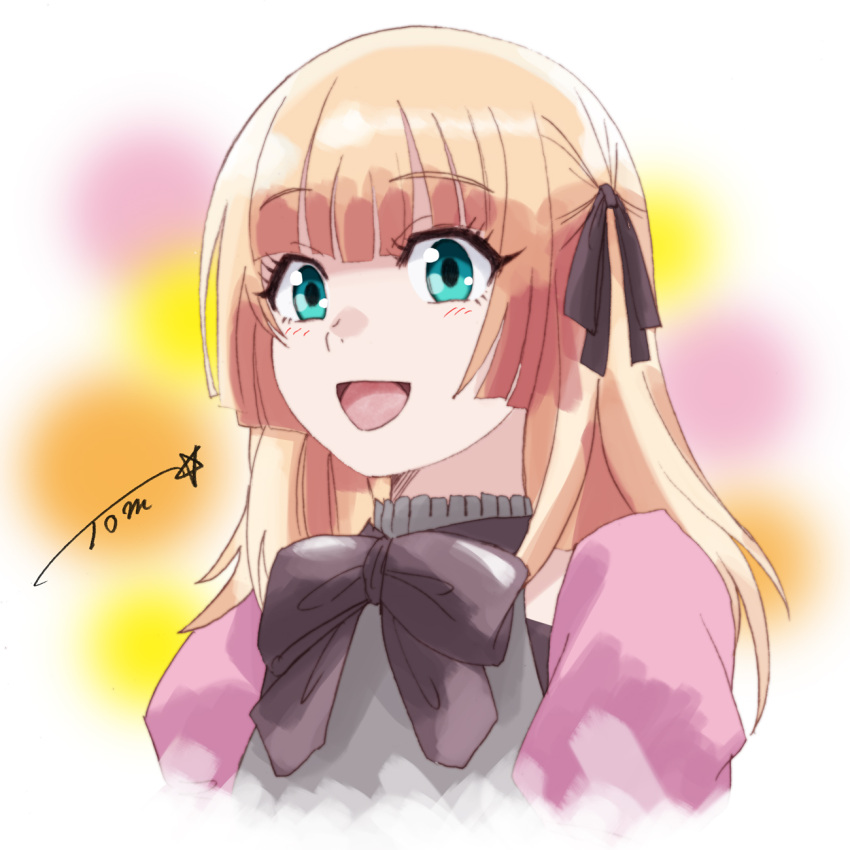 Safebooru - 1girl blonde hair blue eyes blurry blurry background blush chutohampa cropped torso ...