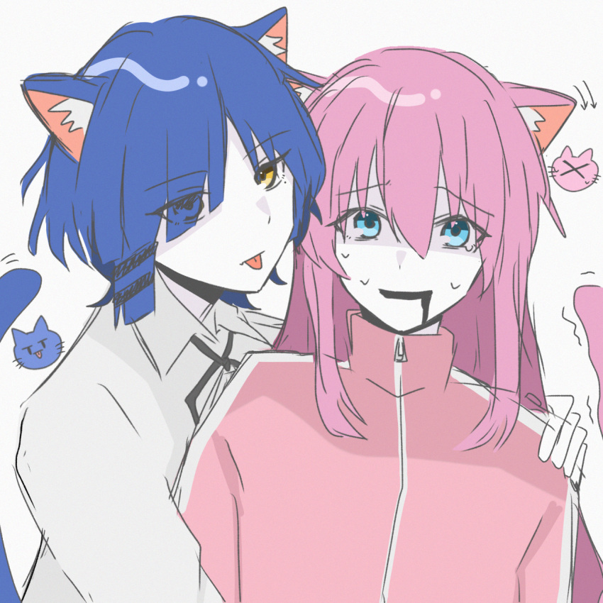 Safebooru - 2girls black ribbon blue eyes blue hair bocchi the rock ...