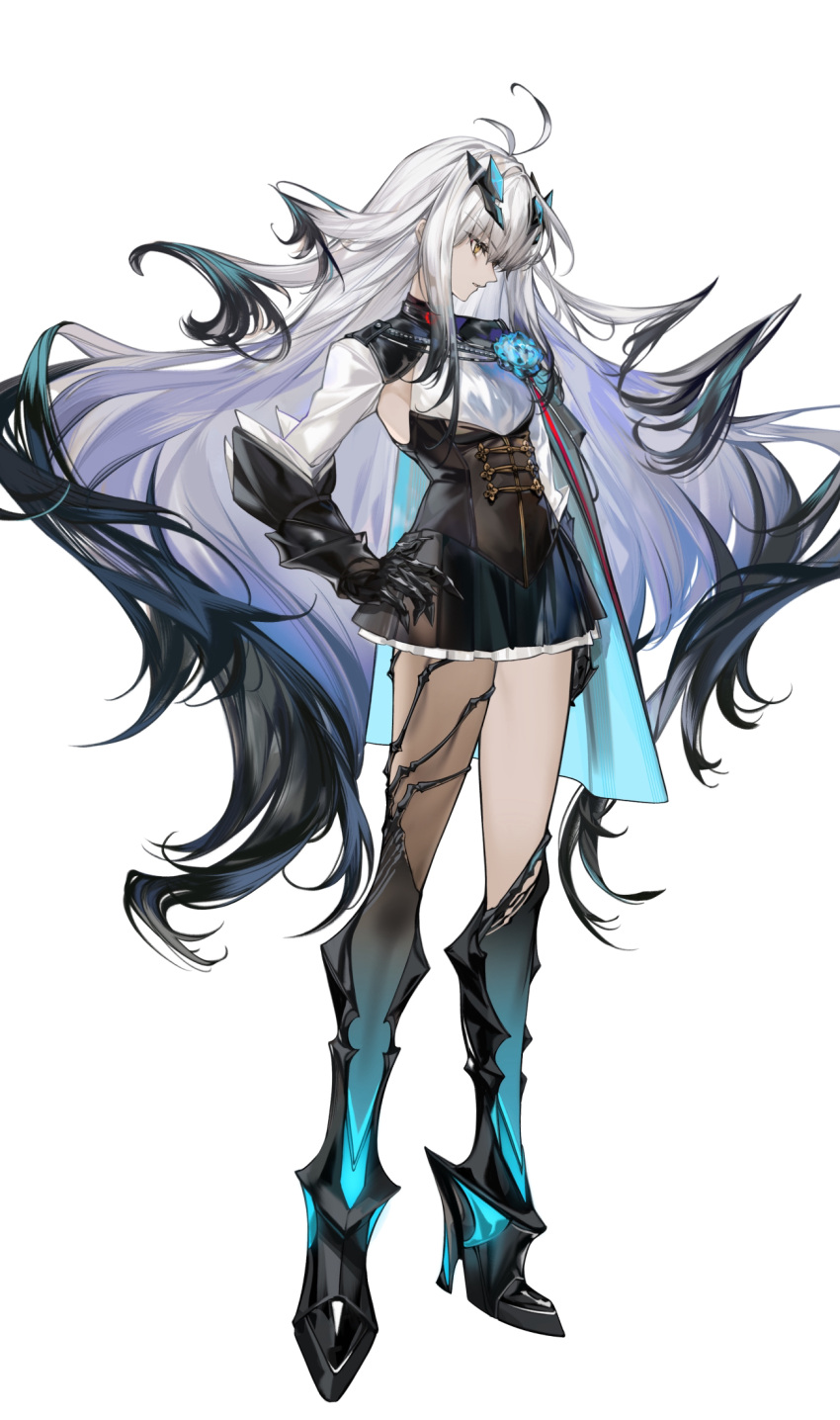 Safebooru - 1girl arlizi armored boots black dress black hair boots breasts dress fate/grand ...