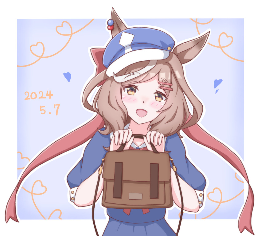 Safebooru - 1girl absurdres alternate costume animal ears bag blush brown eyes brown hair casual ...