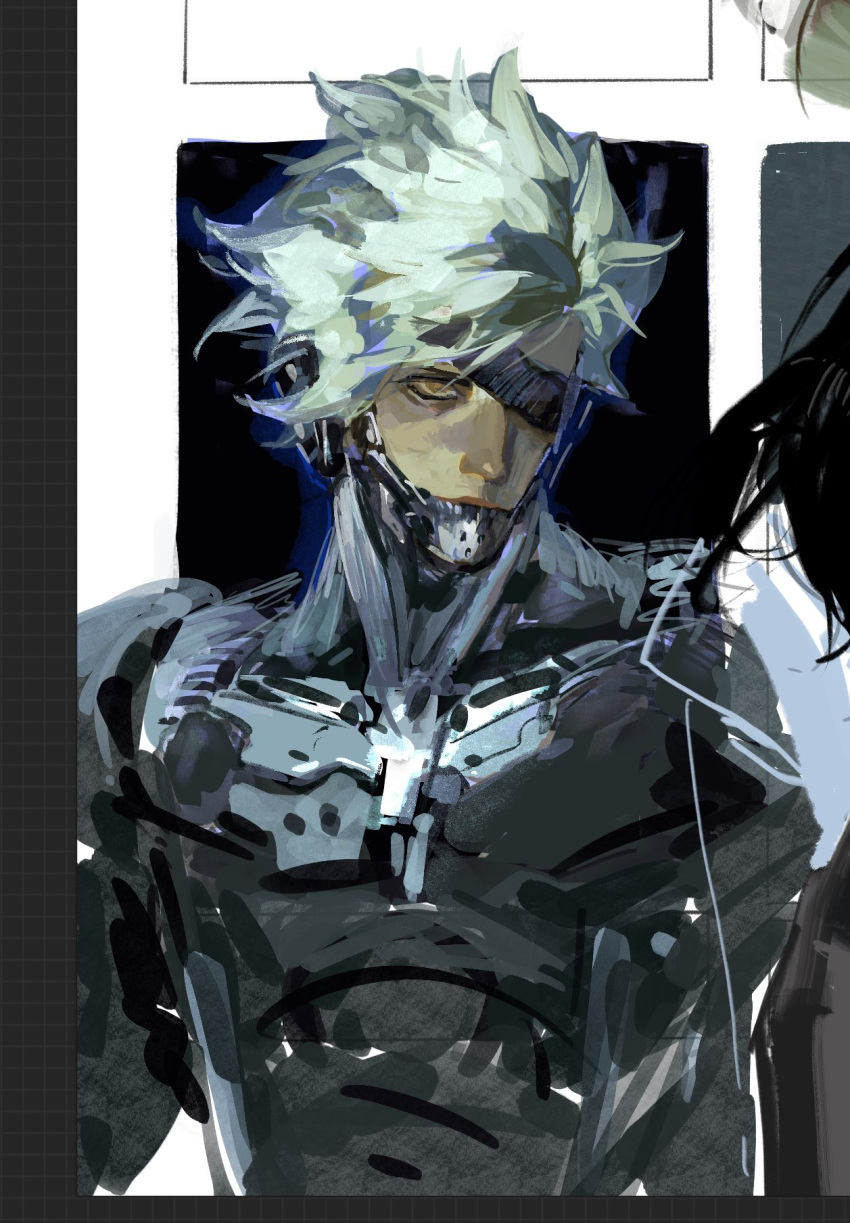 Safebooru - 1boy armor brown eyes celestial fang cyborg expressionless ...