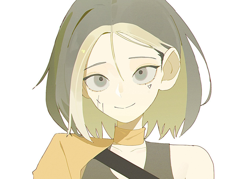 Safebooru 1girl Asymmetrical Clothes Blonde Hair Brown Tank Top Chest 9942