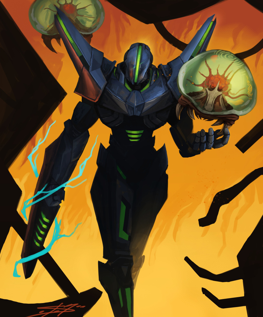 Safebooru - absurdres alien arm cannon arm mounted weapon armor ...