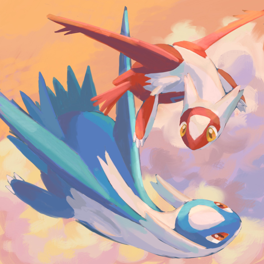 Safebooru - blue wings clouds dragon flying full body highres ...