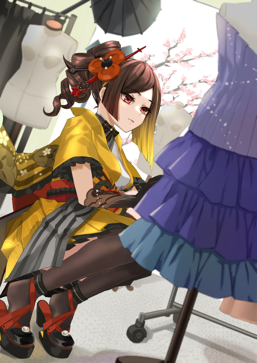 Safebooru - 1girl black footwear black thighhighs blonde hair brown ...