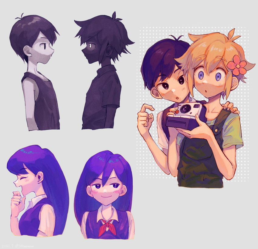 Safebooru - 4boys basil (faraway) (omori) basil (omori) black eyes ...