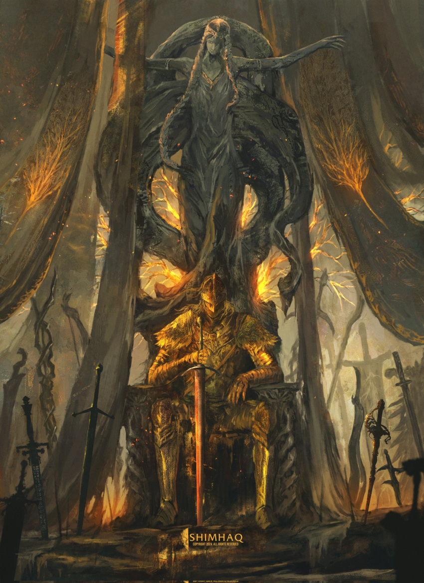 Safebooru - 1other ambiguous gender armor artist name bare tree bloody ...