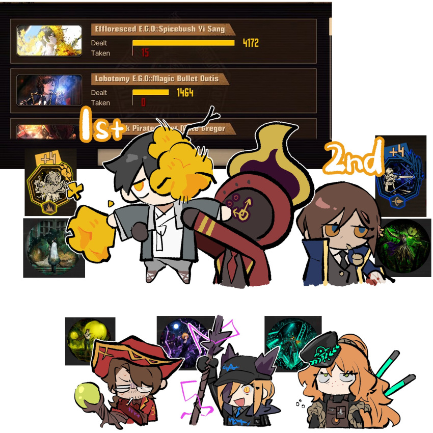 Safebooru - 1other 2boys 3girls animal ears black coat black hair blind ...