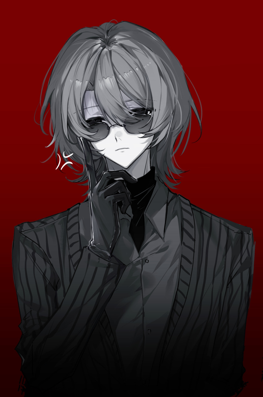 Safebooru - 1boy absurdres anger vein black eyes black gloves black jacket black shirt chinese ...