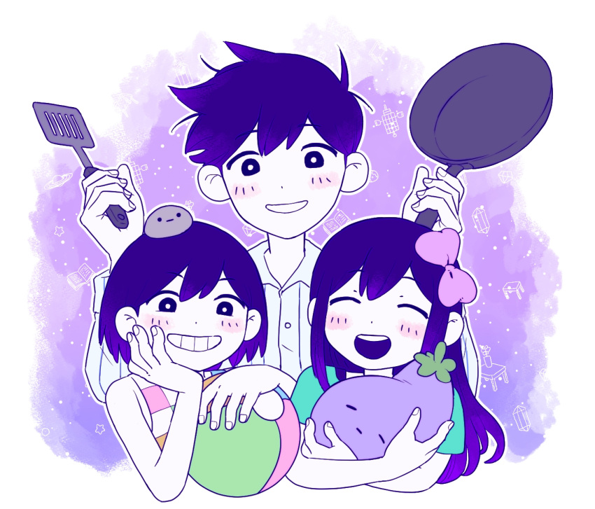Safebooru - 1girl 2boys aubrey (headspace) (omori) aubrey (omori) ball ...