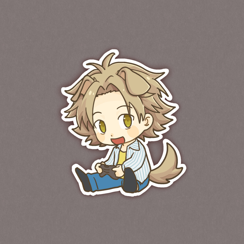 Safebooru - 1boy animal ears blue pants chibi chibi only chinese ...