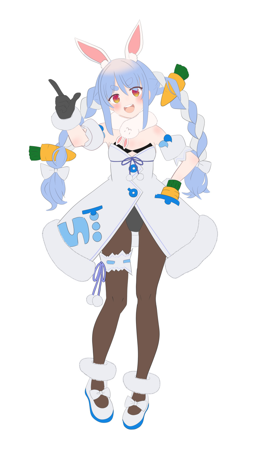 Safebooru - 1girl absurdres animal ears blue hair carrot commentary ...