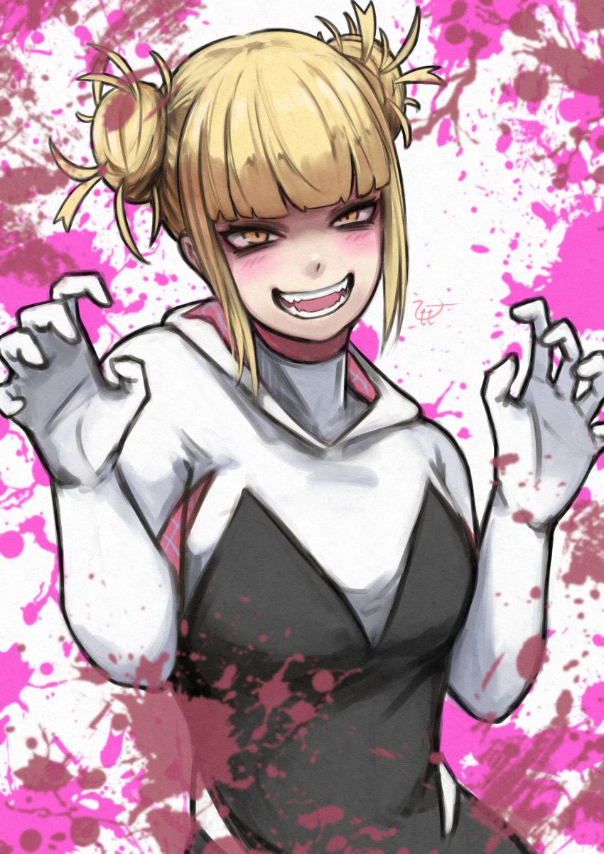 Safebooru - 1girl absurdres bags under eyes blonde hair blood blunt bangs blush bodysuit boku no ...