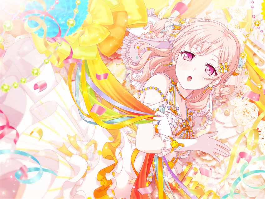 Safebooru - bang dream! blonde hair dress duplicate hiromachi nanami long hair pink eyes smile ...