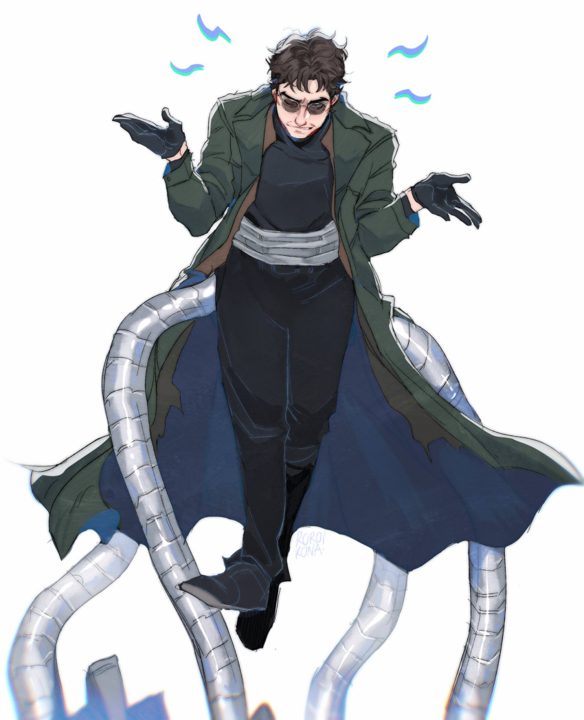 Safebooru - 1boy artist name black gloves black pants blue coat brown ...