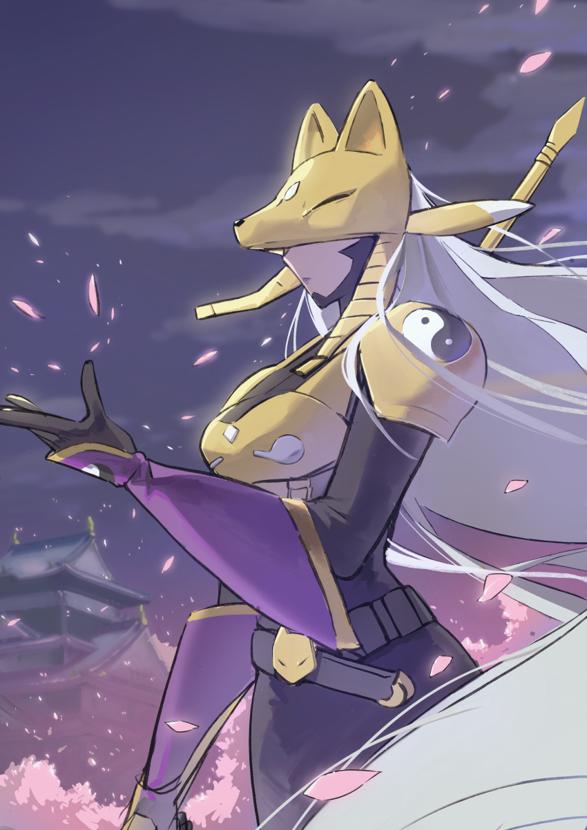 Safebooru - 1girl absurdres architecture armor belt black belt black bodysuit bodysuit breasts ...