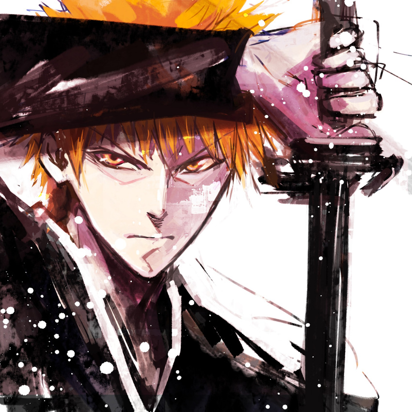 Safebooru - 1boy arm up bankai bleach closed mouth highres holding ...