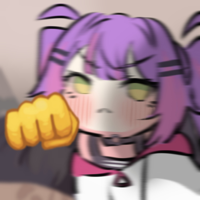 Safebooru - 1girl absurdres black choker blurry blush buibui choker closed mouth emoji furrowed ...