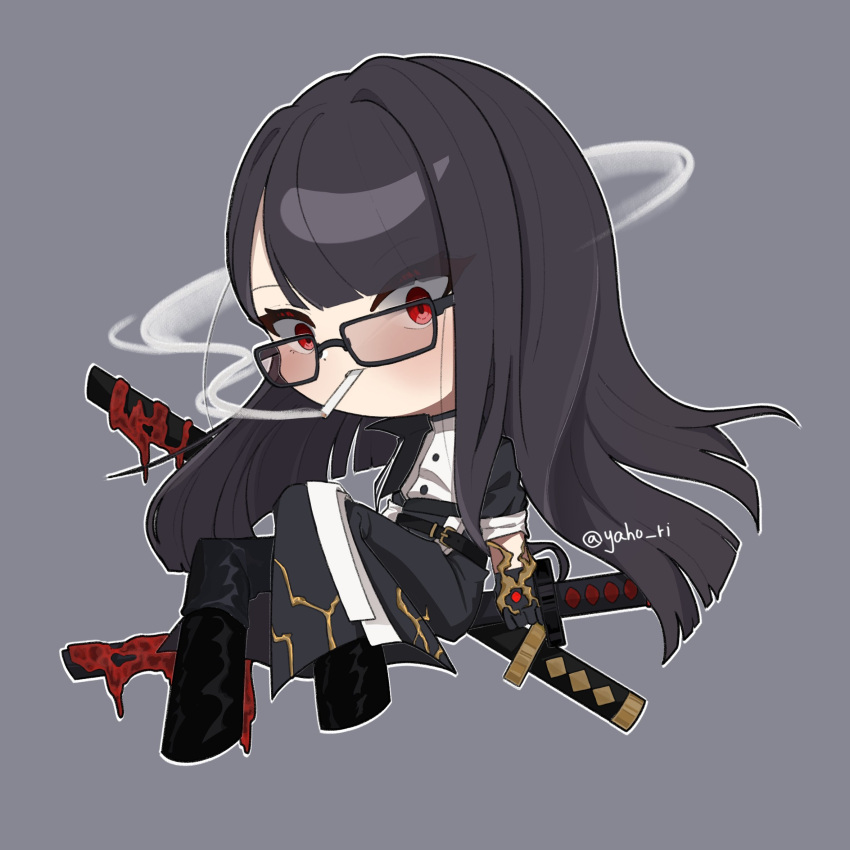 Safebooru - 1girl black coat black footwear black gloves black hair ...